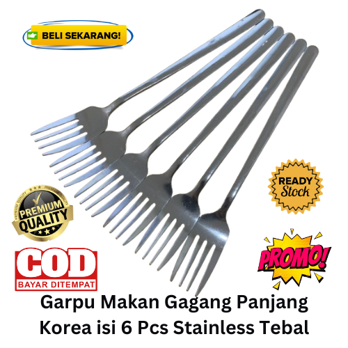 Jual [BISA COD] DISKON Garpu Makan Gagang Panjang Korea isi 6 Pcs ...