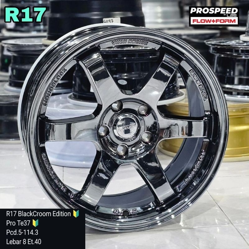 Jual velg rays te37 ring 17 black chrome untuk innova terios hrv civic rush xpander grand vitara ...