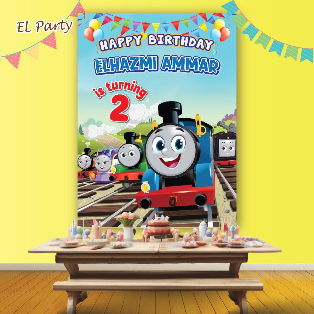 Jual Banner Ulang Tahun THOMAS Spanduk Ultah Kostum Karakter Background ...