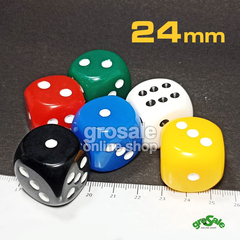 Jual Dadu 24 mm Warna Big Dice Color Pelengkap Bidak Games Permainan Kartu Monopoli Ludo Ular ...