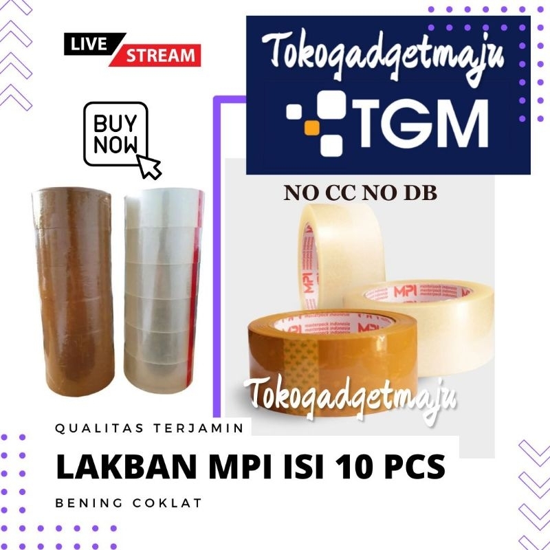Jual Lakban MPI 45mm x 100 Yard Warna Bening / Coklat isi 10 pcs ...