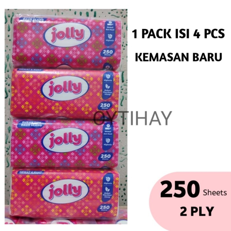 Jual paket 4 pcs tissue jolly 250 sheet 2 ply | Shopee Indonesia