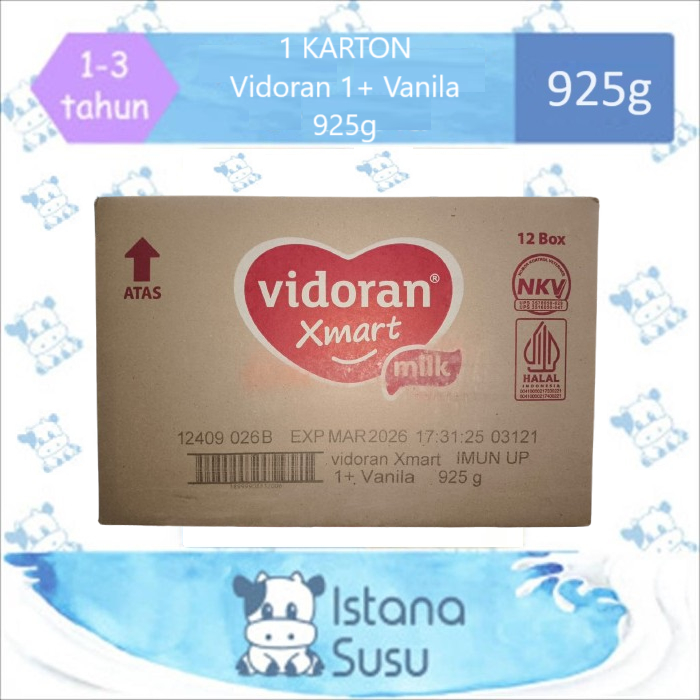 Jual KARTON Vidoran Xmart 1+ / 3+ / 5+ Vanila Madu 925g Susu Formula | Shopee Indonesia