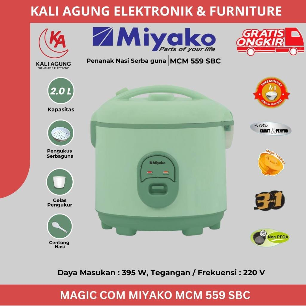Jual MAGIC COM MIYAKO / PENANAK NASI MIYAKO / MCM 559 SBC / KAPASITAS 2 ...