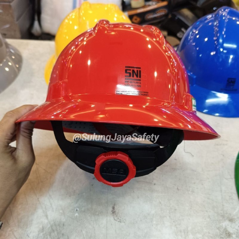 Jual Helm Safety Proyek MSA Fullbrim Warna Merah Inner Fastrack + Tali ...