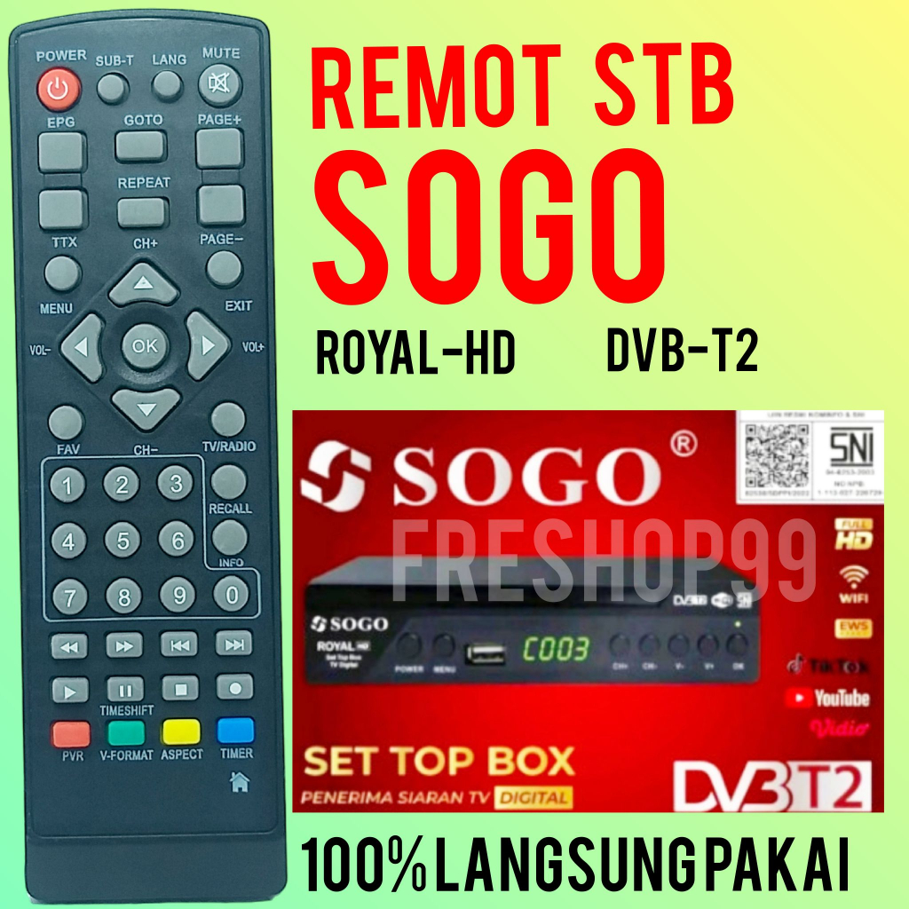Jual Remote set top box sogo stb dvb-t2 remot langsung pakai tanpa ...