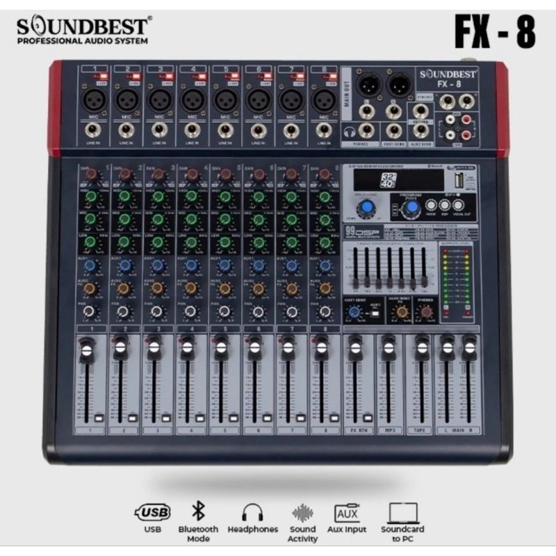 Jual Mixer Soundbest FX 8 Original 8 Channel Bluetooth - USB Interface | Shopee Indonesia