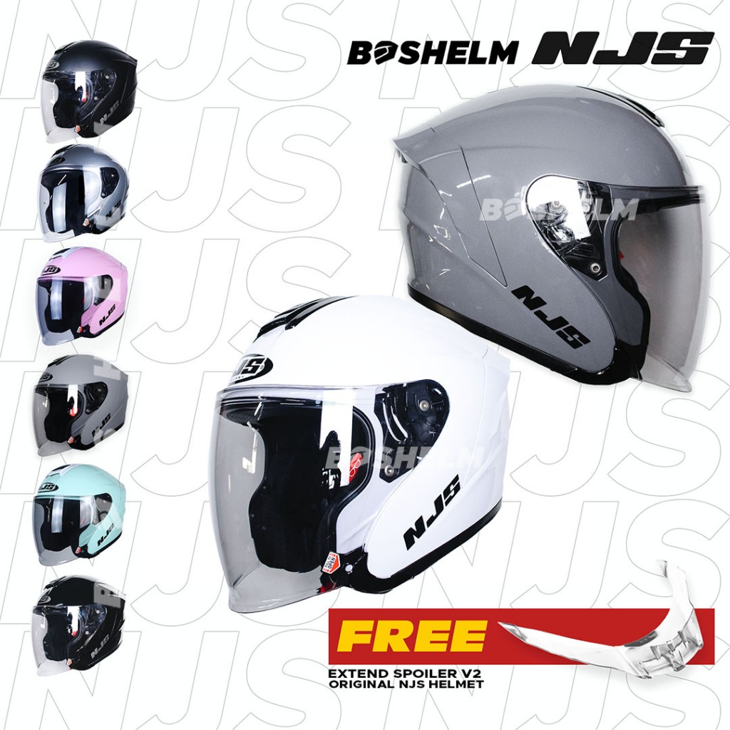 Jual BOSHELM Helm NJS KAIROZ SOLID Helm Half Face SNI | Shopee Indonesia