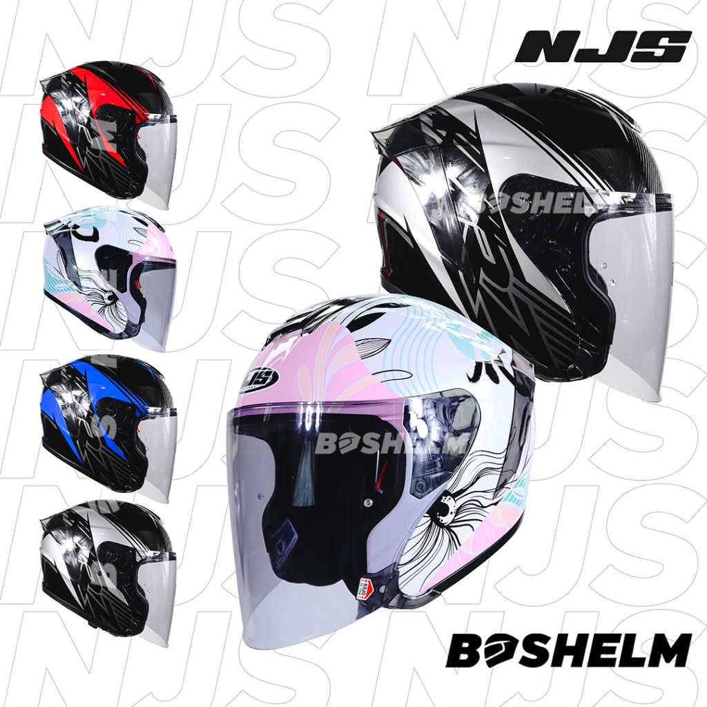 Jual BOSHELM Helm NJS KAIROZ V2 MOTIF Helm Half Face SNI | Shopee Indonesia