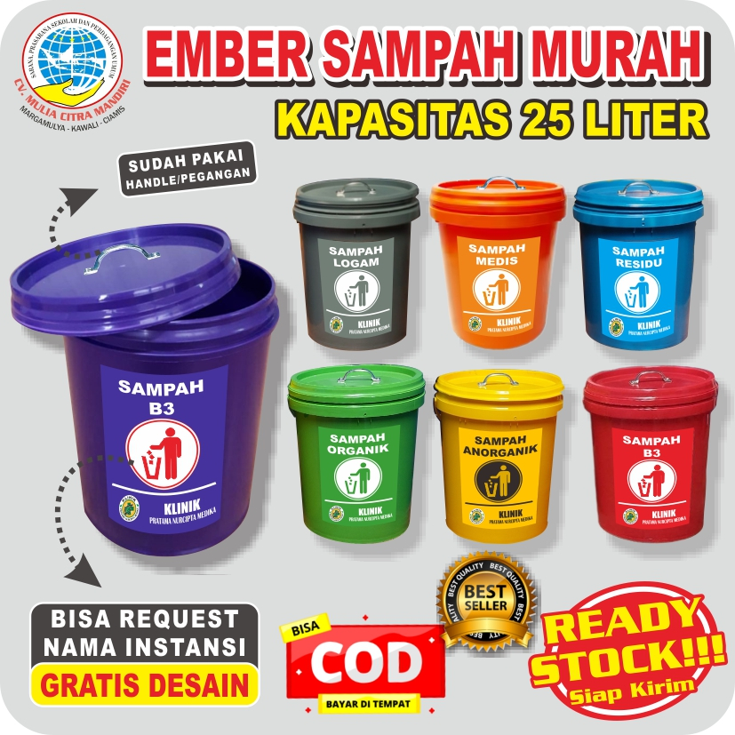 Jual EMBER SAMPAH MURAH 25 LITER BISA REQUEST NAMA INSTANSI | Shopee Indonesia