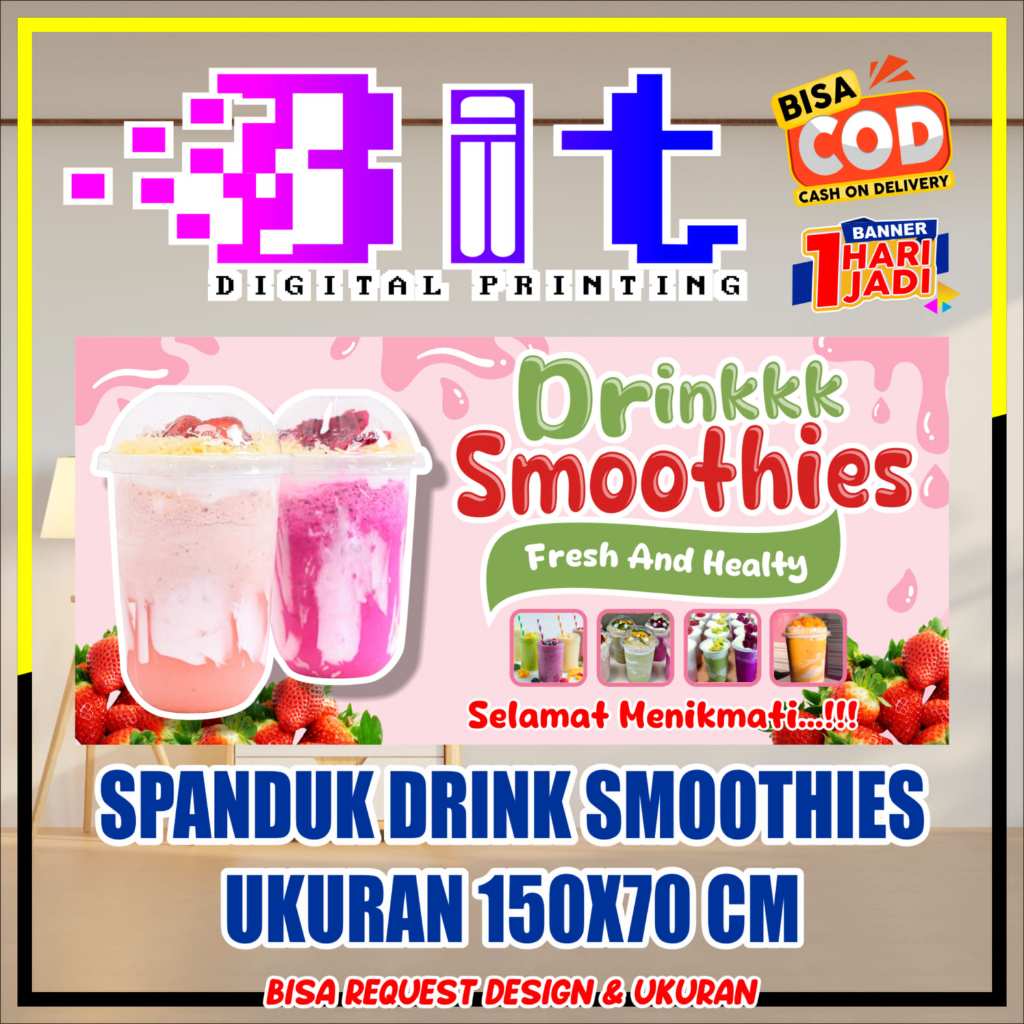 Jual SPANDUK/BANNER SMOOTHIES ( BISA CUSTOM ) UKURAN 150X70 CM | Shopee Indonesia