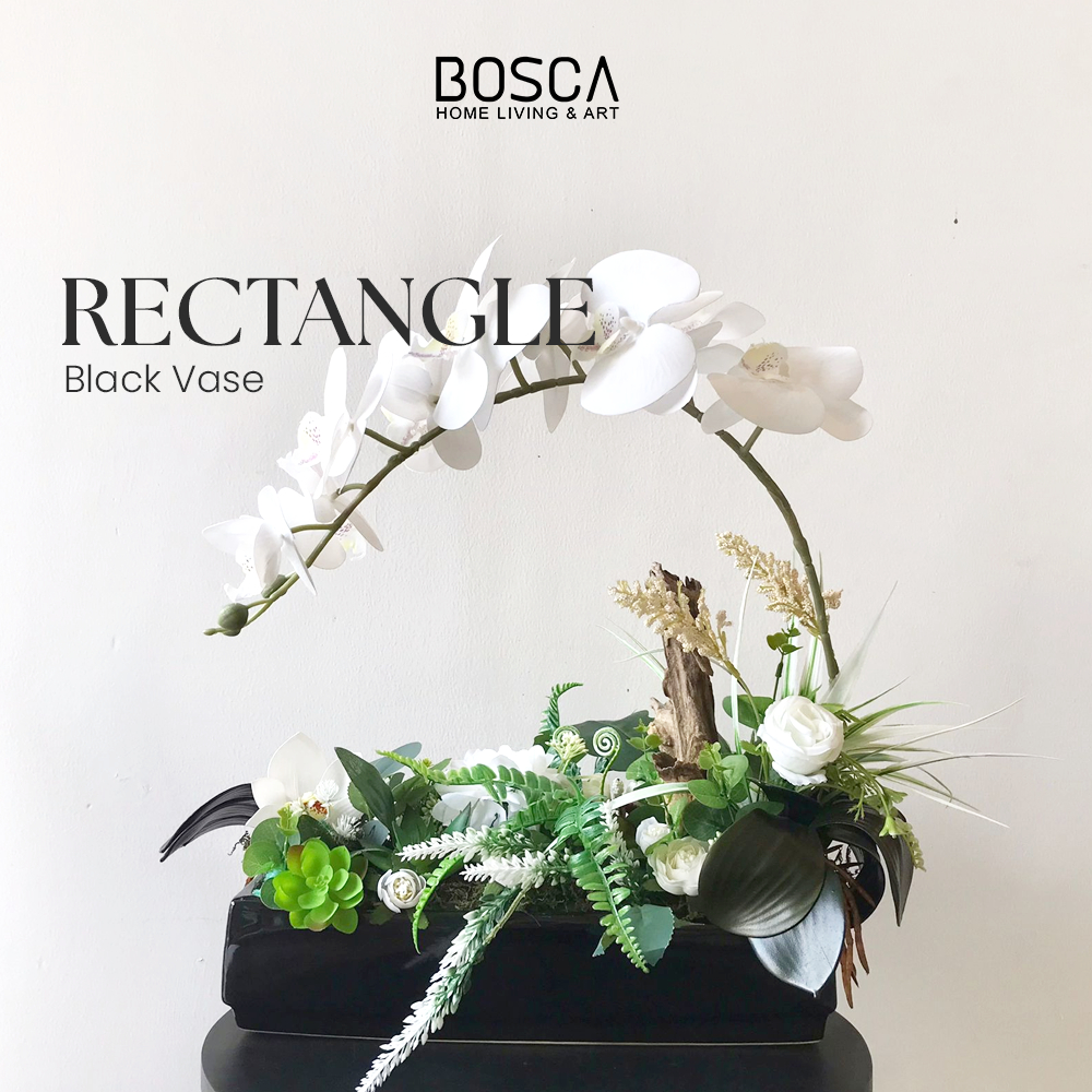 Jual Bosca Living - Rectangle Black Vase / Rangkaian Bunga Meja Hias ...