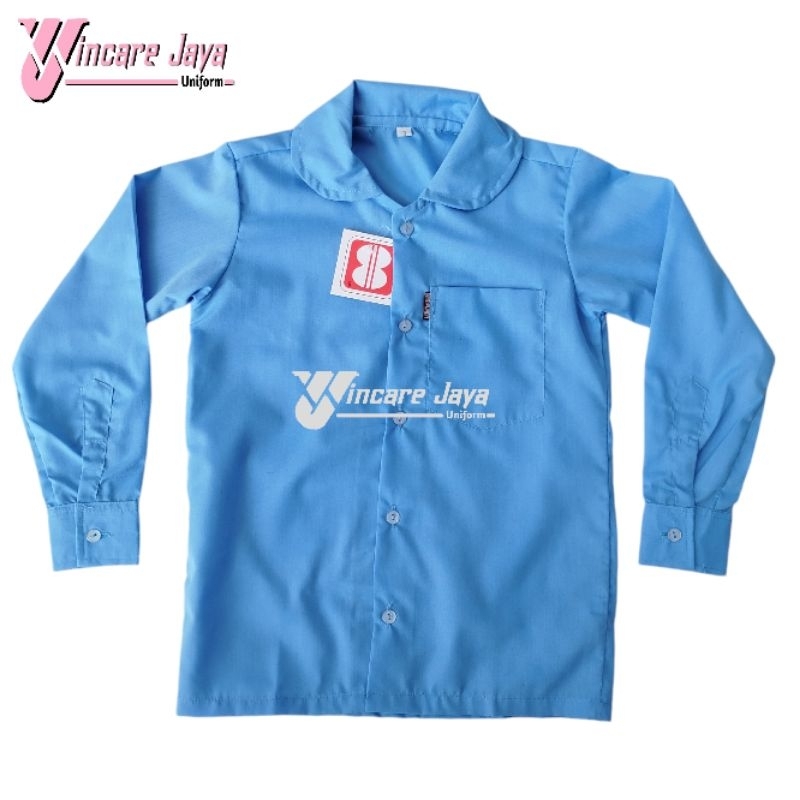 Jual Hem biru muda kerah bulat lengan panjang kemeja biru muda kerah ...
