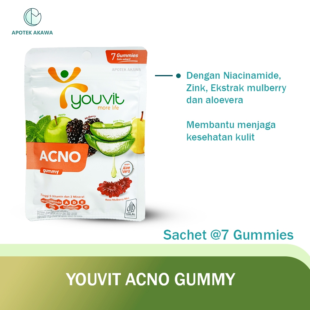 Jual YOUVIT ACNO GUMMY SACHET @ 7 GUMMIES / APOTEK AKAWA | Shopee Indonesia