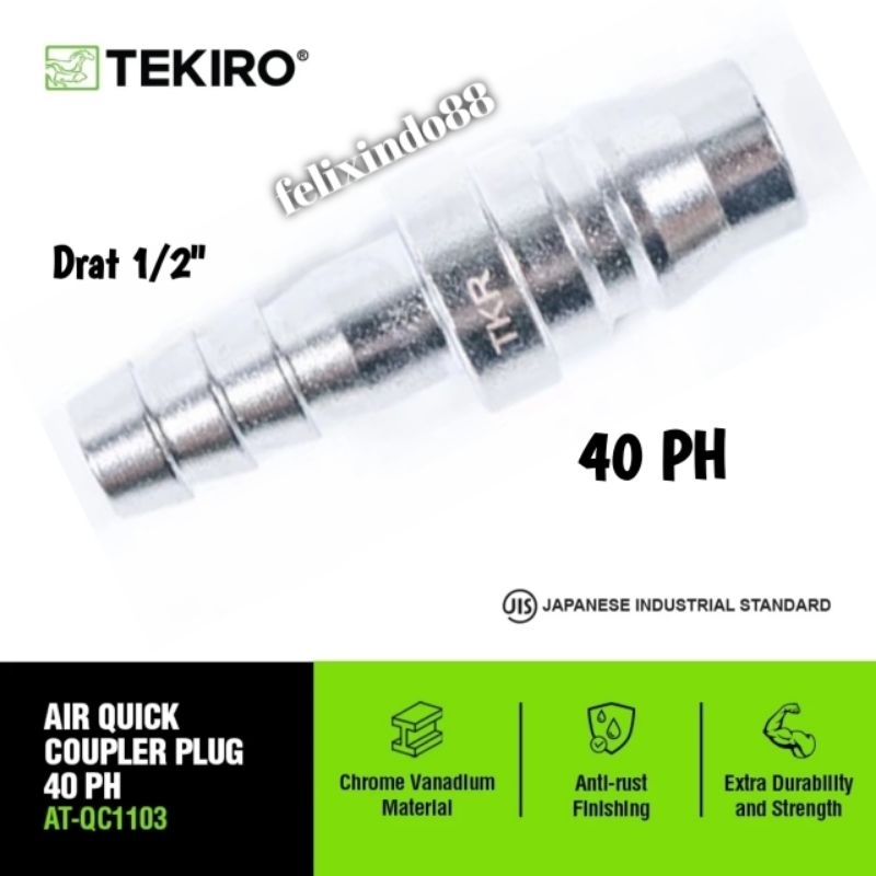 Jual Tekiro Kopler 40 PH Sambungan Selang Angin 1/2 inch AT-QC1103 Air Quick Coupler Plug ...