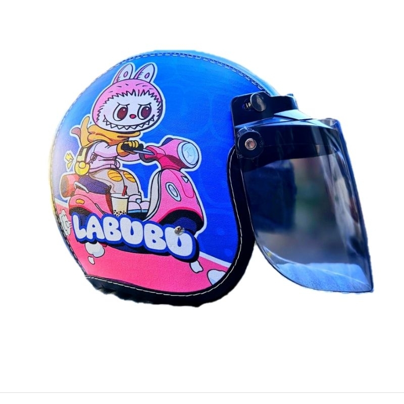Jual helm labubu bogo kaca datar bening 2 3 4 5 6 7 tahun helm murah ...