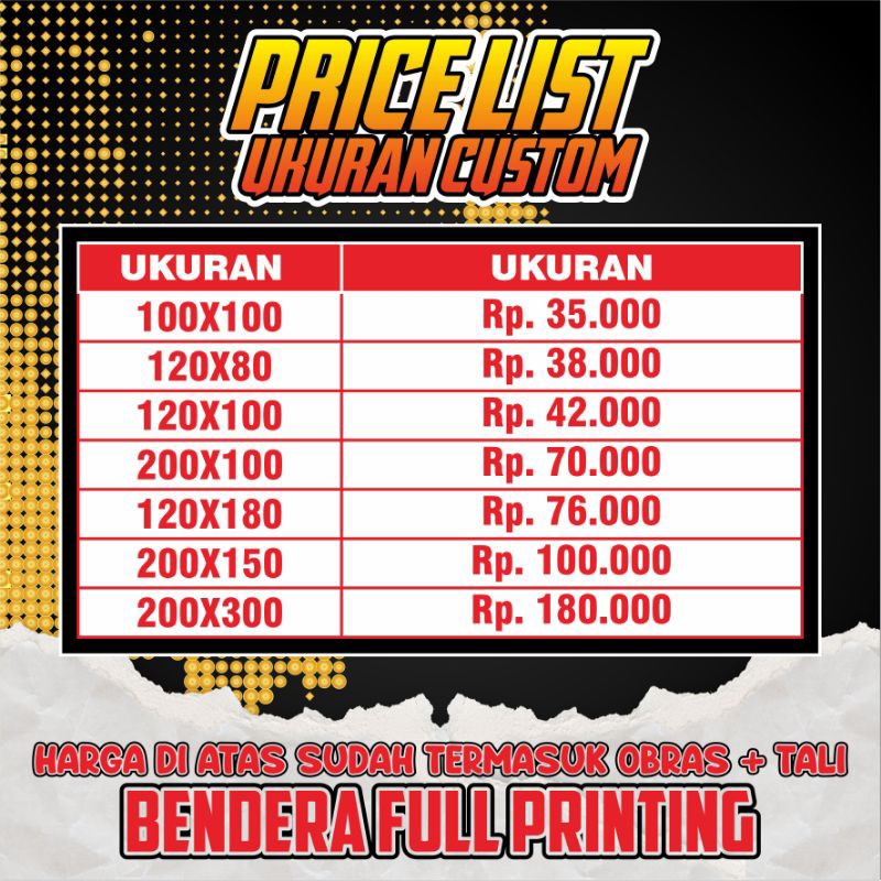 Jual CETAK BENDERA UKURAN CUSTOM BAHAN TETRON | Shopee Indonesia