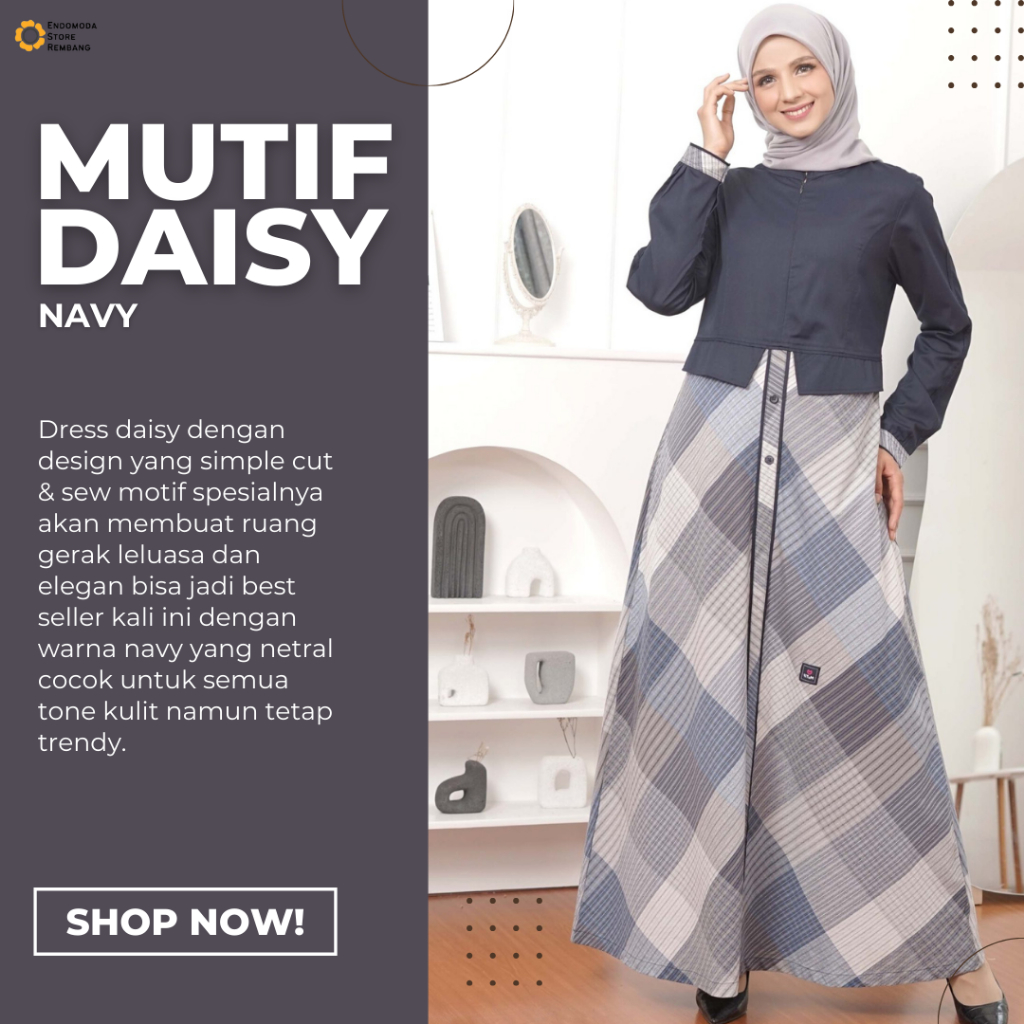 Jual MUTIF DAISY NAVY BLUE - BAJU GAMIS KOTAK KOTAK KOMBINASI MODEL ...
