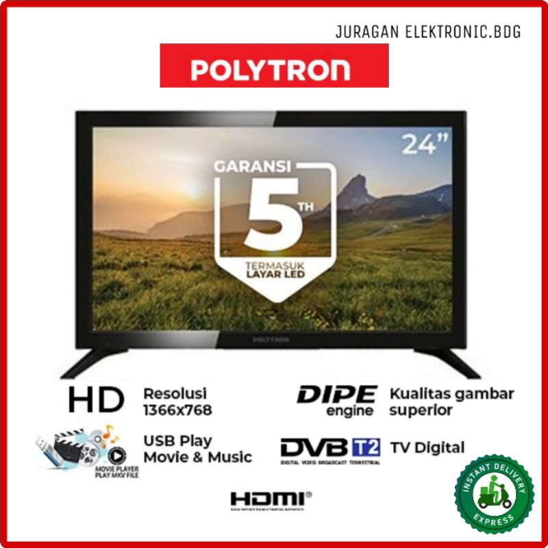 Jual Polytron LED TV 24″ PLD 24V DIGITAL | Shopee Indonesia