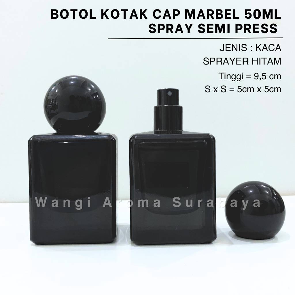 Jual Botol Parfum Kotak Full Hitam Cap Marbel 50ML Semi Press - Botol ...