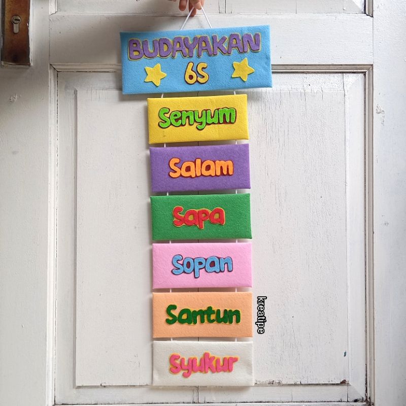 Jual Hiasan Dinding Kelas Sekolah Budayakan 6S Dekorasi Edukatif TK SD | Shopee Indonesia