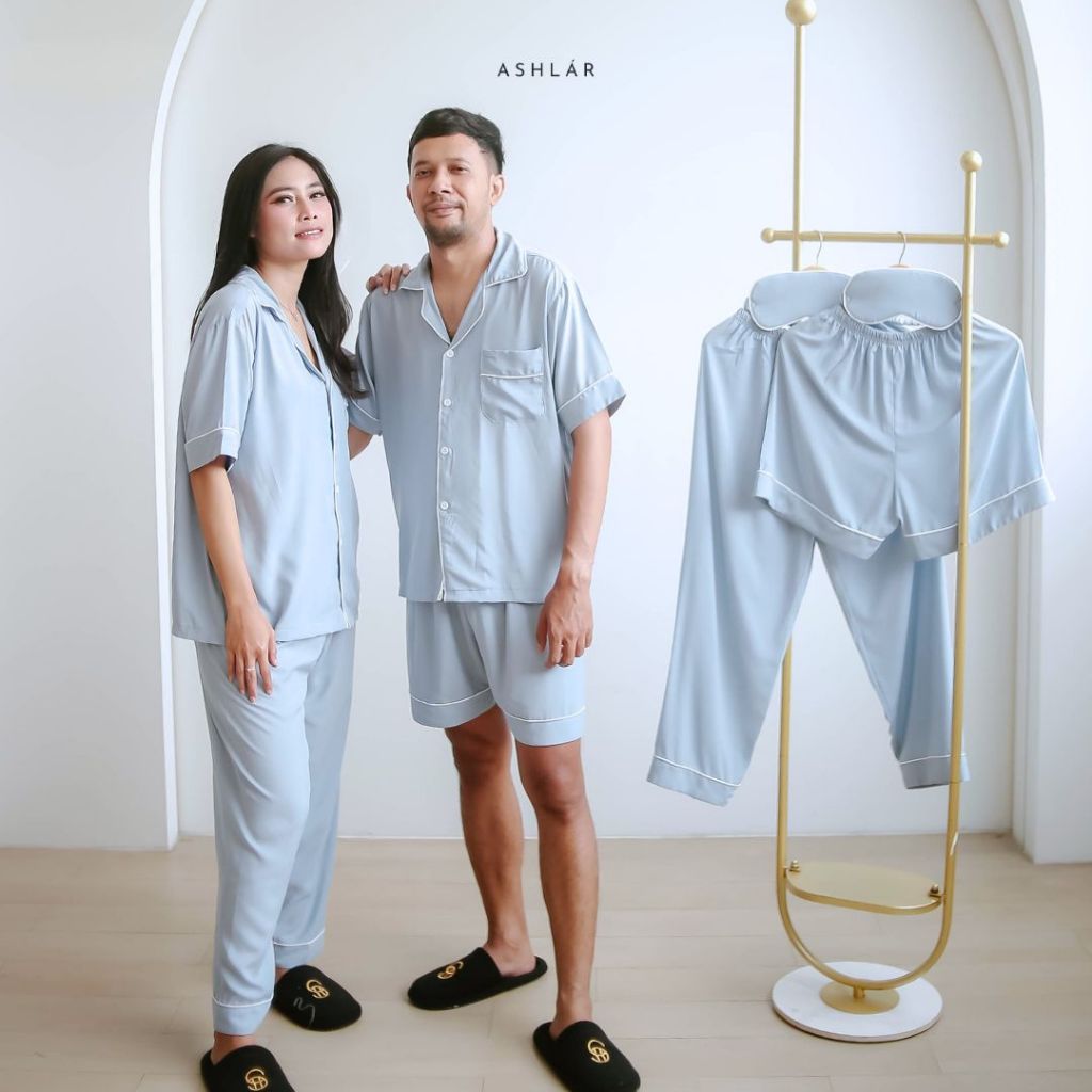 Jual Piyama Couple Set Aleena Blue | Seserahan Pernikahan | Gift ...