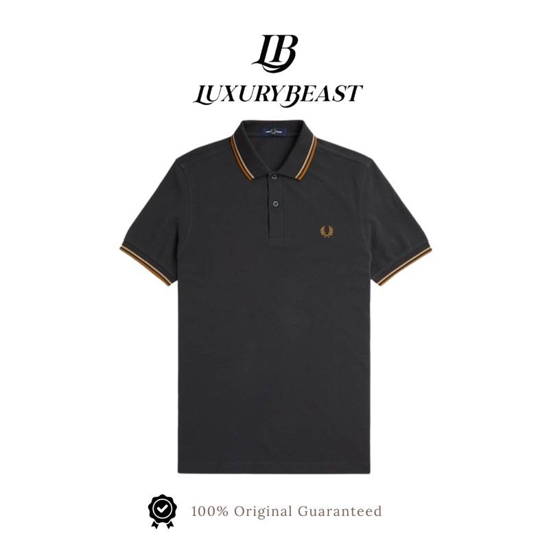 Jual Fred Perry Brown Gold Twin Tipped Polo T-Shirt Dark Caramel ...