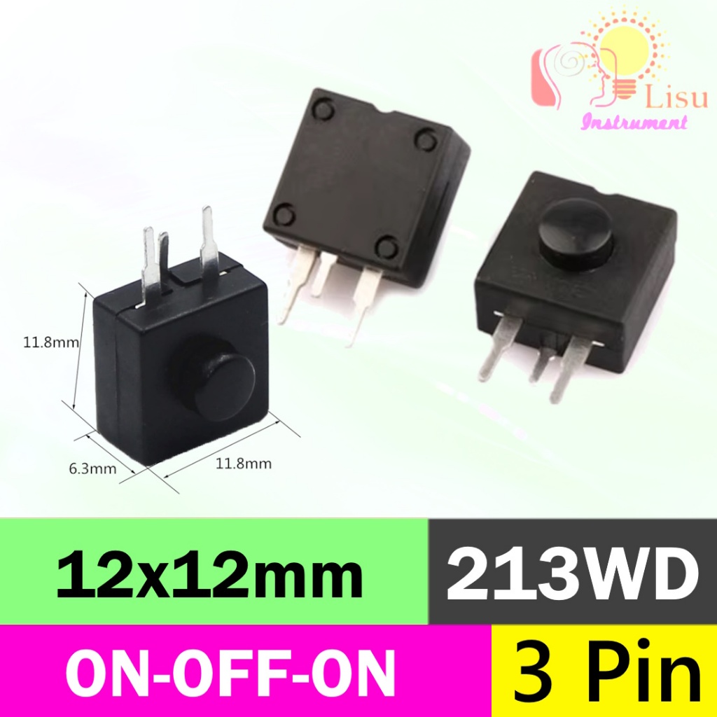 Jual 213WD 12x12x9mm Flashlight Electric Torch Side Switch ON-OFF-ON ...