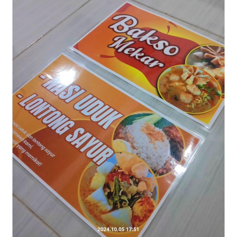 Jual cetak Daftar Menu makanan ukuran A4 + laminating | Shopee Indonesia