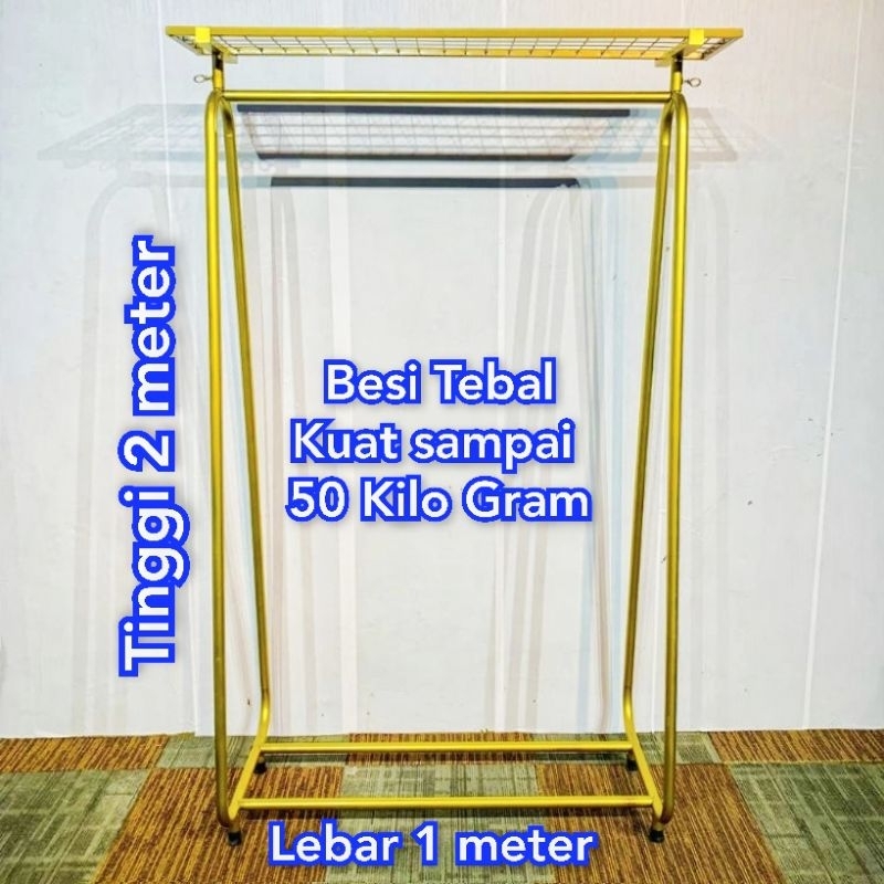 Jual Gantungan gawang Hanger besi TEBAL tiang oval RAM Gold Emas tinggi ...