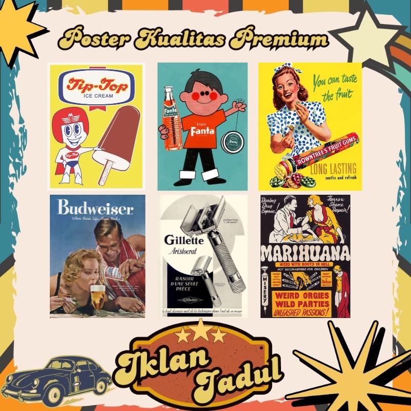 Jual Poster Dinding Iklan Jadul Stiker Premium / Stiker Dinding Iklan ...