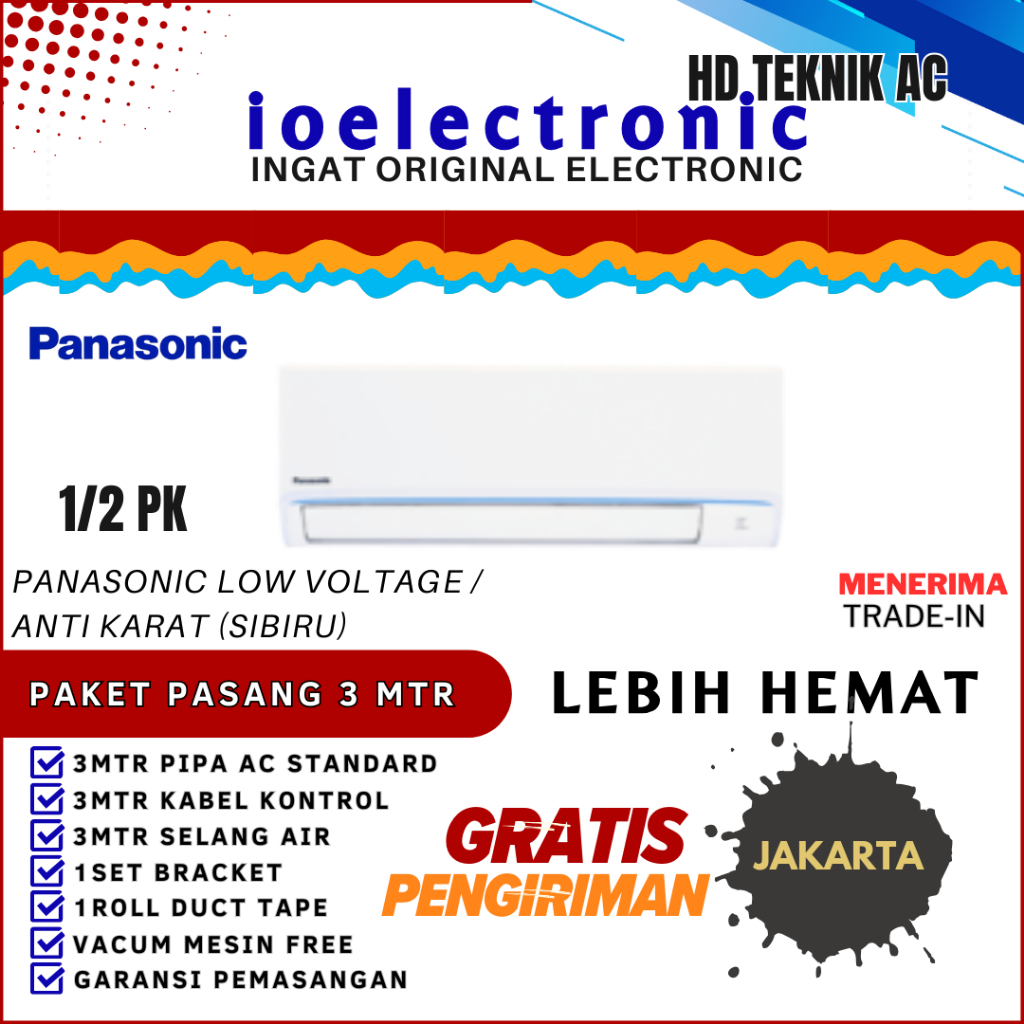 Jual AC PANASONIC 1/2 LN5WKJ/AKJ STANDAR SIBIRU R32 PAKET PASANG + ACCSESORIES LEBIH MURAH ...