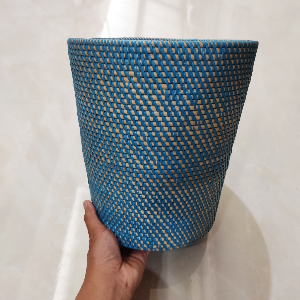 Jual Keranjang Rotan Sintetis Bulat Tempat Sampah Trash Dust Bin Rattan Wadah Rotan Serbaguna ...