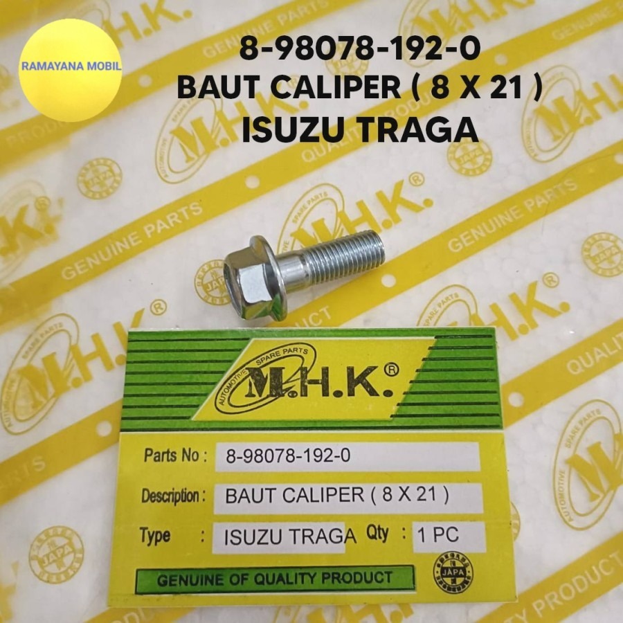 Jual PEN BOLT BAUT CALIPER BAUT KALIPER 8 X 21 P1,00 HR 12 OD 18 TRAGA ...