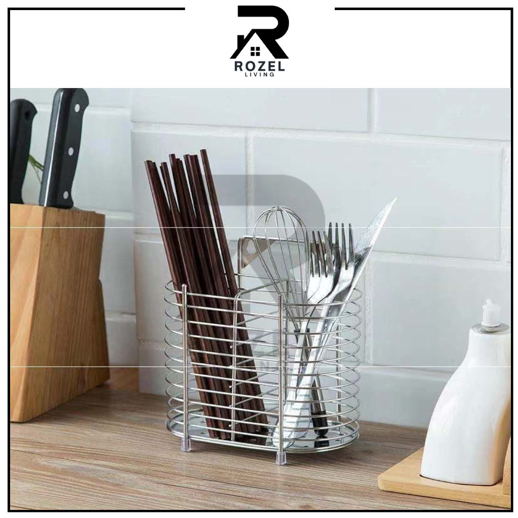 Jual ROZEL Tempat Rak Sendok Garpu Sumpit Bahan Stainless Kualitas ...