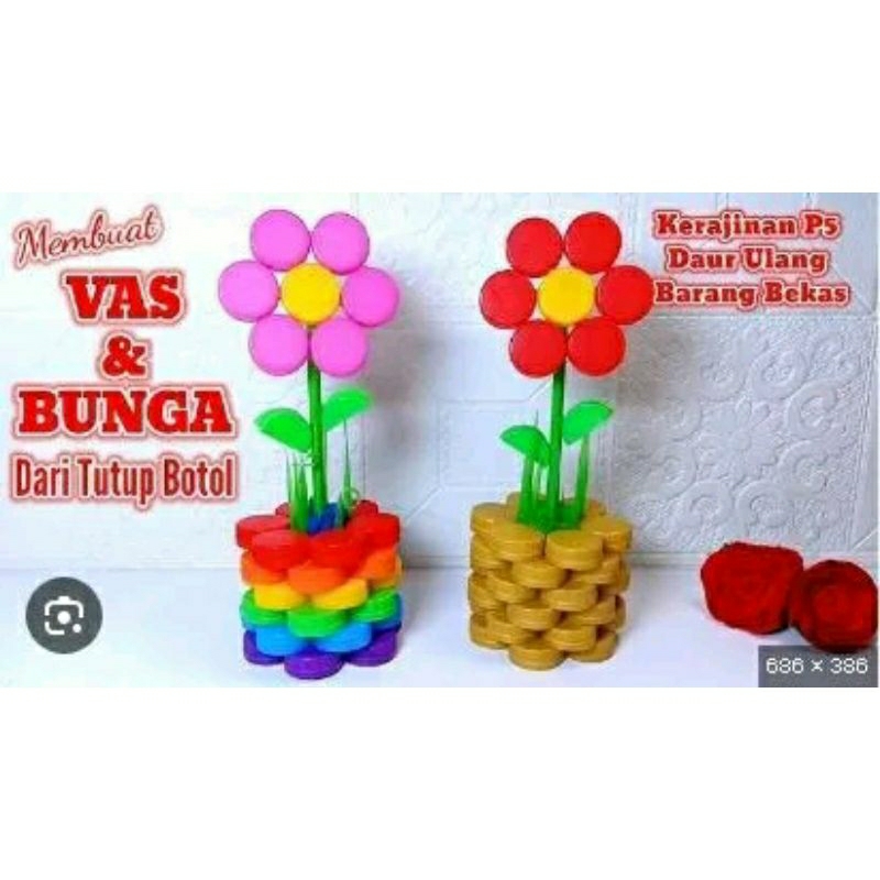 Jual Bunga Dan Pot Dari tutup Botol / Kerajinan Tangan Dari Tutup Botol ...