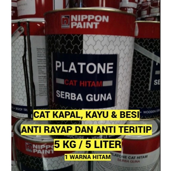 Jual Special Surprise CAT KAPAL KAYU BESI 5 KG 5 LITER PLATONE NIPPON PAINT CAT HITAM ANTI LUMUT ...