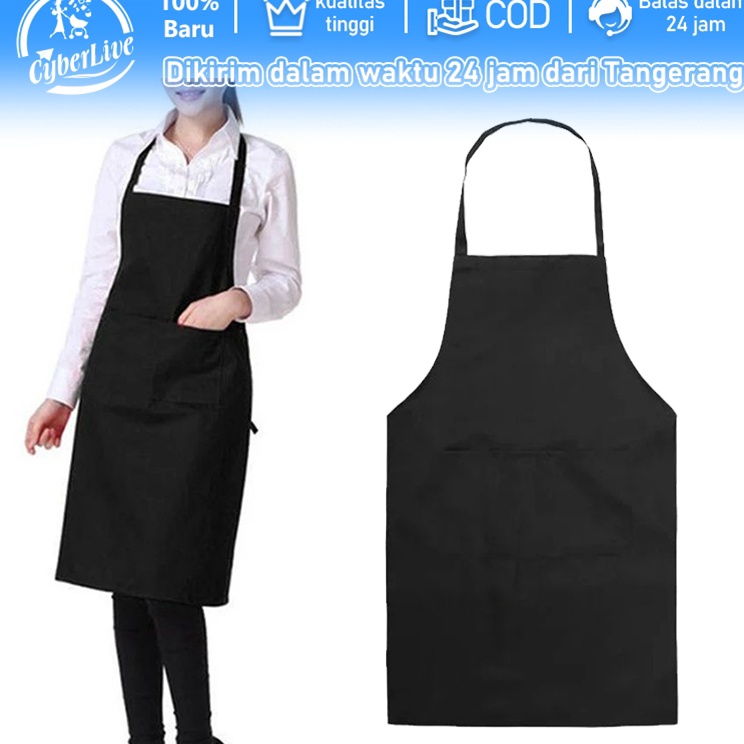Jual Celemek Masak Apron Waterproof Apron Hitam Chef Pelayan Celemek ...