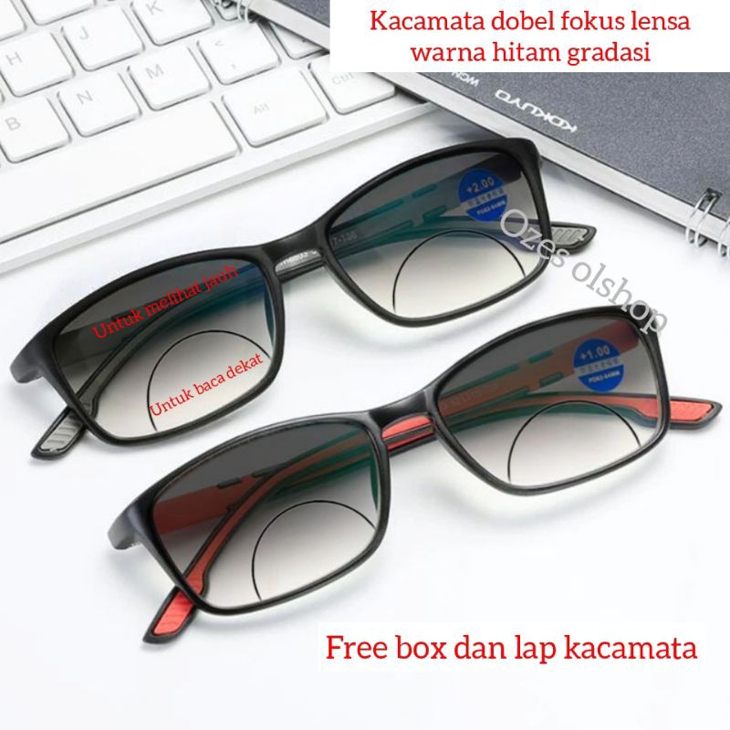Jual ozes olshop kacamata baca dobel fokus lensa waran hitam gradasi ...