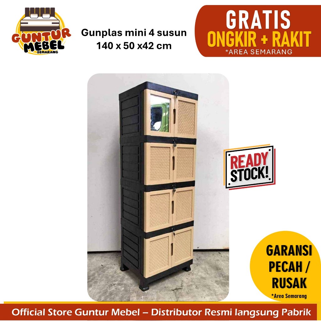 Jual Lemari Plastik Gunplas mini 4 susun awet tebal guntur mebel ...