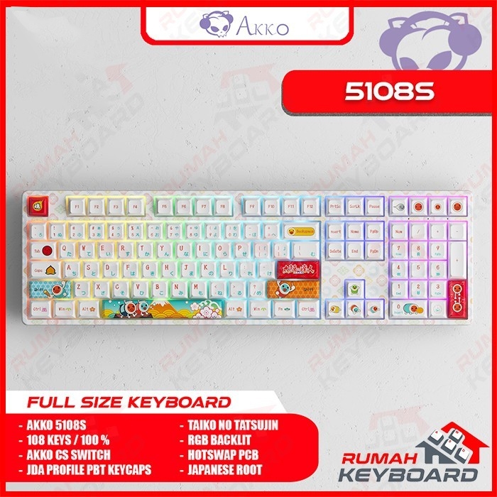Jual AKKO - Akko 5108S - 100% - RGB - Taiko No Tatsujin - Mechanical ...