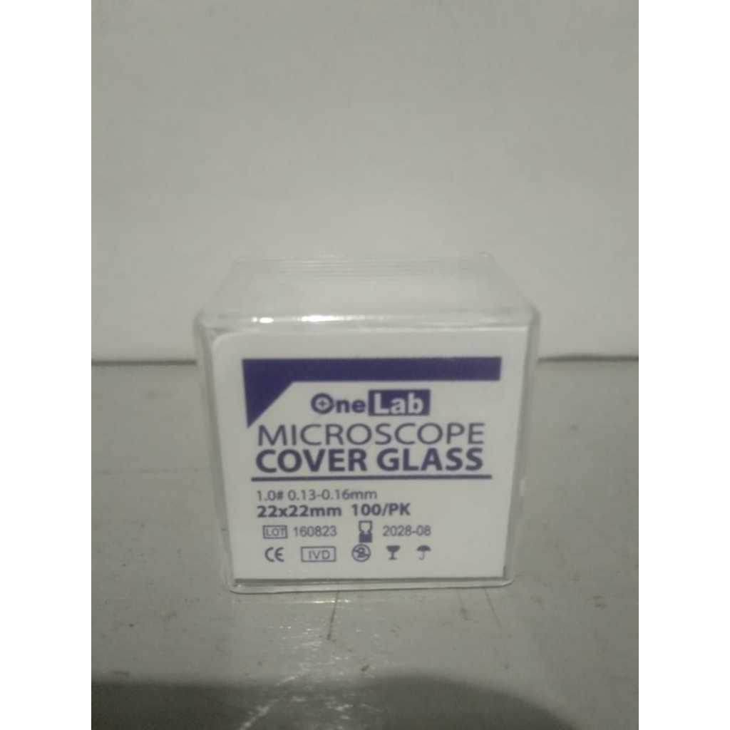 Jual Cover Glass / Cover Slide / Kaca Preparat 22 x 22 Onelab | Shopee ...