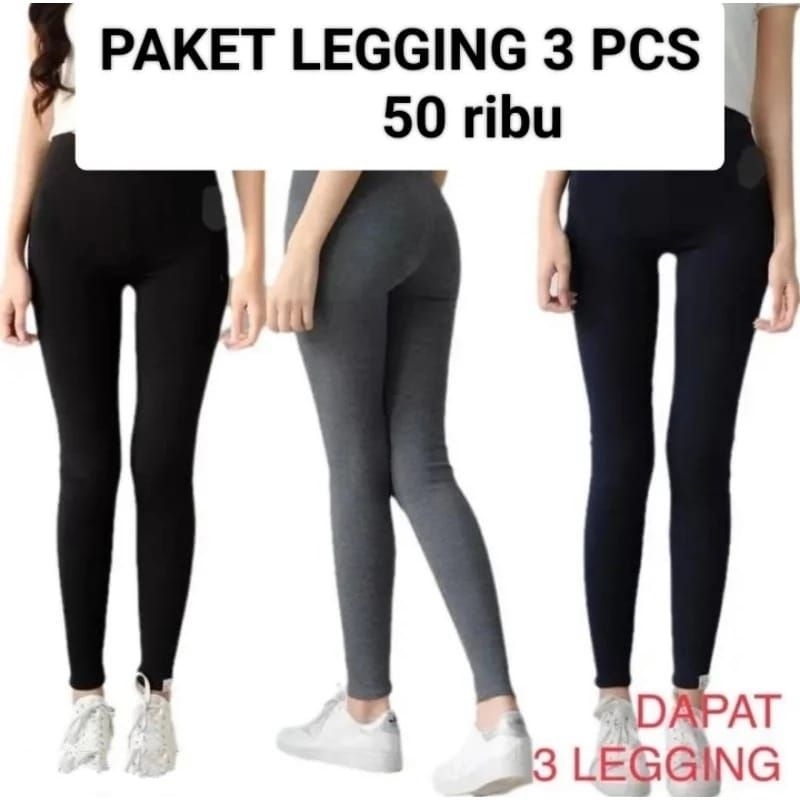 Jual PAKET HEMAT ISI 3PCS Celana Legging panjang Wanita Dewasa Ukuran STANDAR/JUMBO Bahan ...