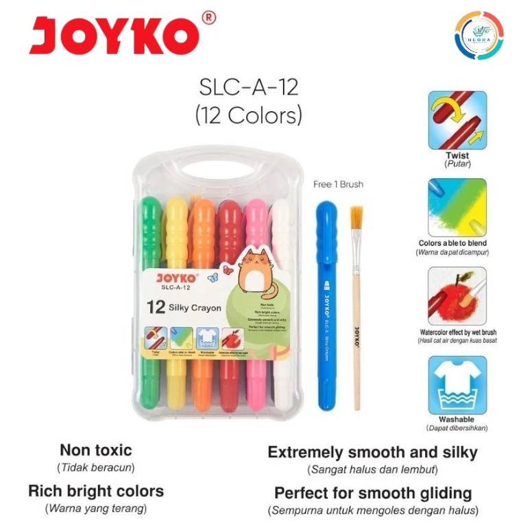 Jual Joyko Silky Crayon SLC A-12 | Krayon 12 Warna | Shopee Indonesia