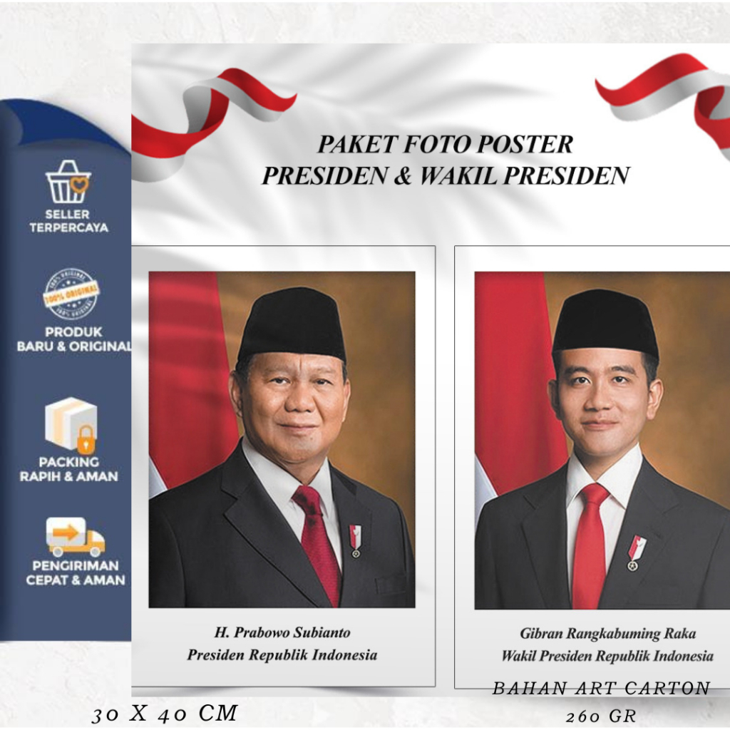 Jual Poster Foto Presiden Dan Wakil Presiden Satu Set Ukuran 30 x 40 Cm ...