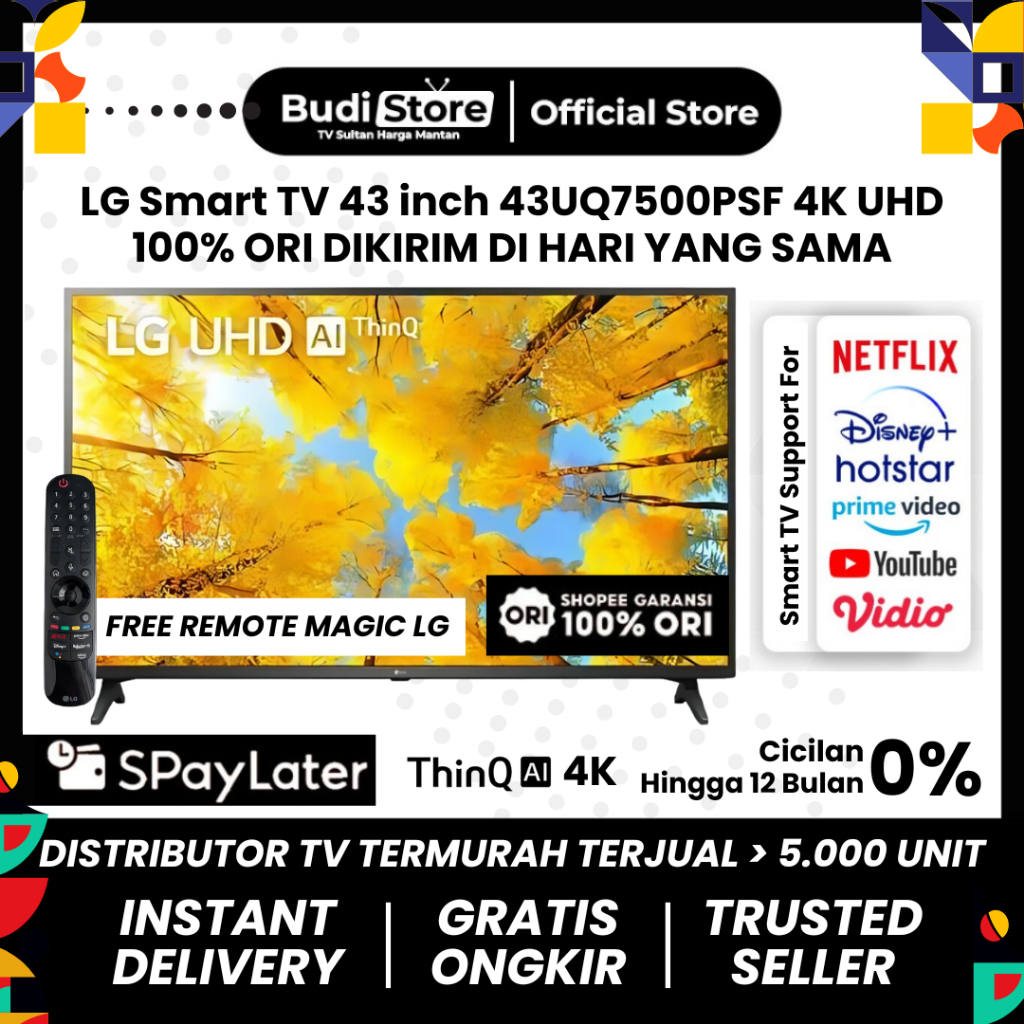 Jual LED TV LG 43UQ7500PSF SMART TV UHD 4K 43 INCH 43UQ7500 43UQ75 100% ORIGINAL - BUDI STORE ...