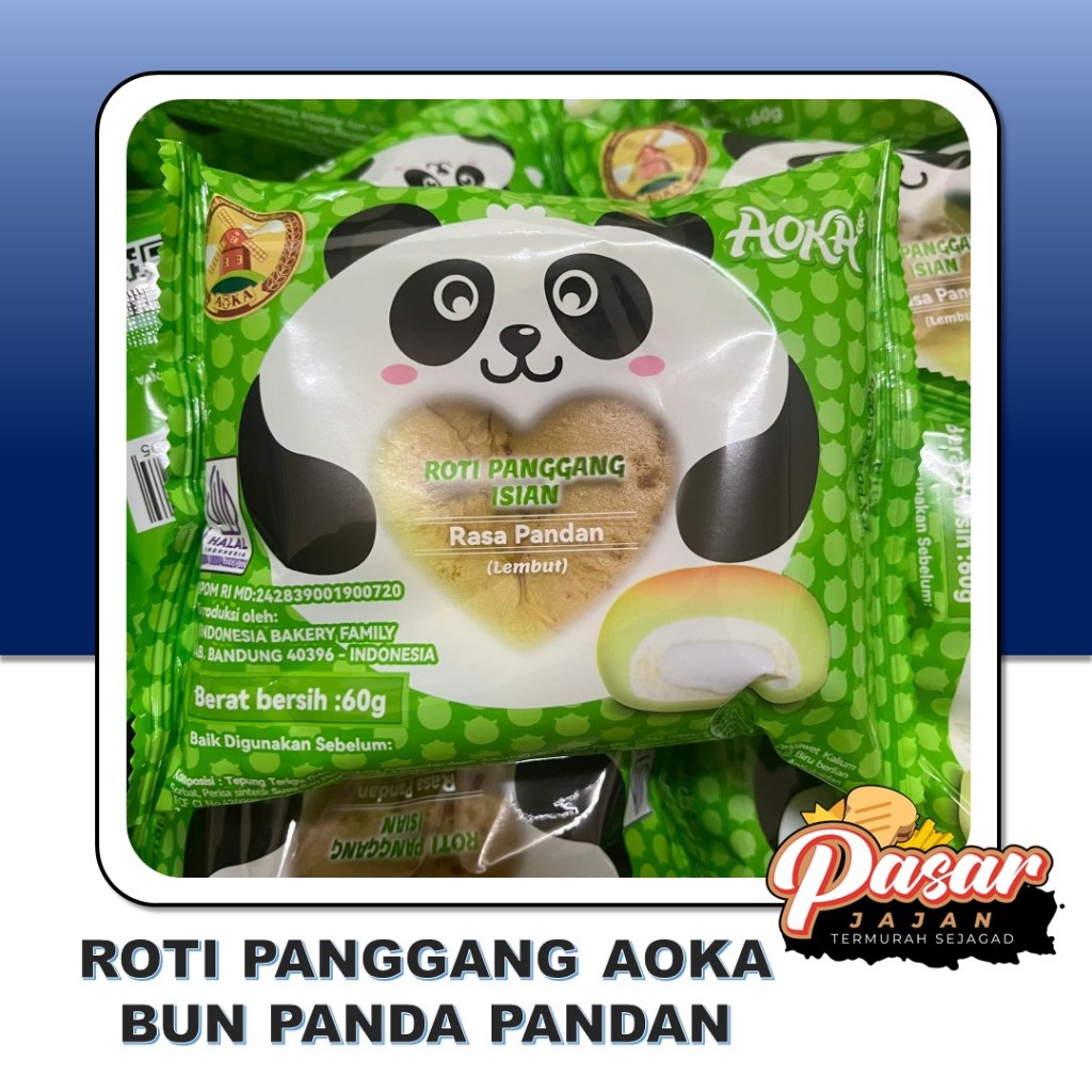 Jual Roti Panggang Aoka Bun Panda Pandan | Shopee Indonesia