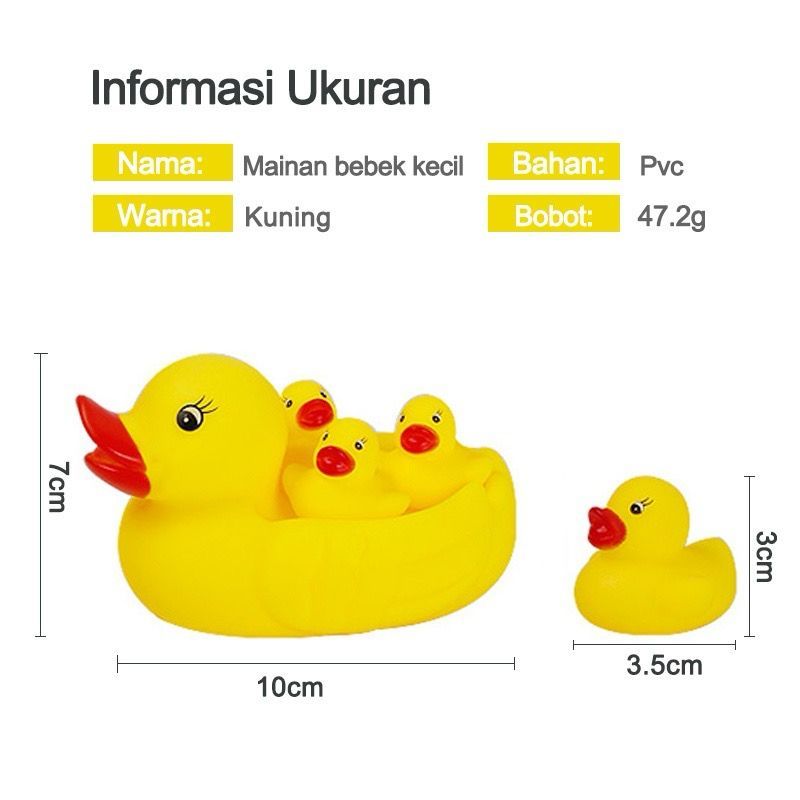 Jual HLID - [Set Small] Mainan Mandi Anak Bebek Karet Bunyi Untuk Mandi 1 Induk 3 Bebek Kecil ...