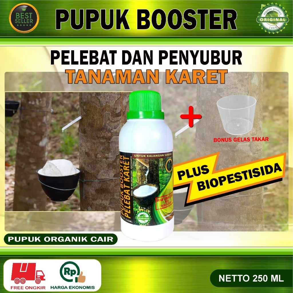 Jual Pupuk Organik Cair Pelebat Penyubur KARET 250 ml / Booster KARET / Pupuk Rabuk KARET 250 ml ...