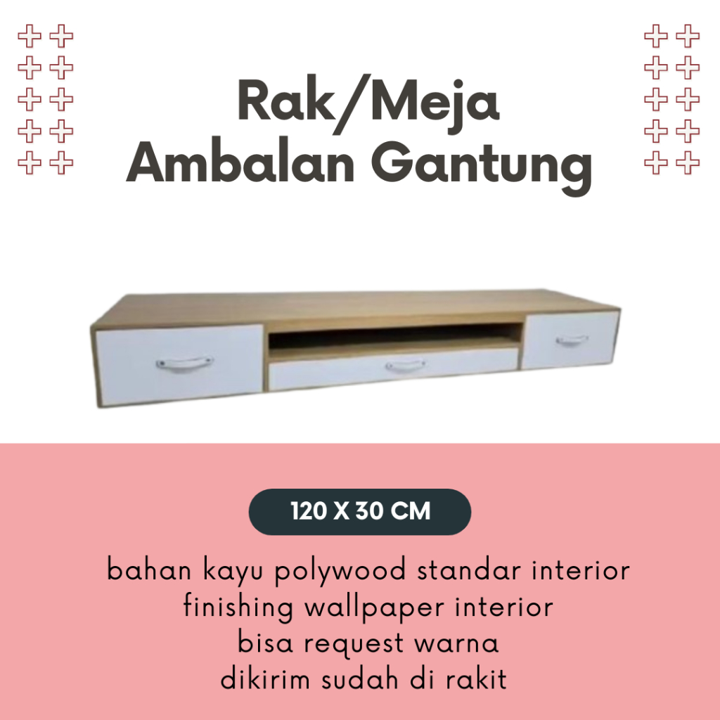 Jual Rak Meja TV Gantung Dinding - Meja Ambalan Gantung Ukuran 120x30cm ...
